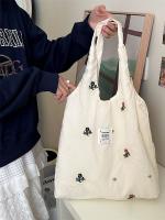 China College Student Shoulder Bag Large Capacity Tote Bag with Cute Flower Print Design for sale