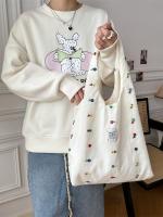 China College Student Shoulder Bag Large Capacity Tote Bag with Cute Flower Print Design for sale