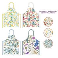 China Custom Logo Print Adjustable Washable Yellow Cotton Kitchen Apron for Restaurant Bar for sale