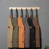 China OEM/ODM Acceptable Waxed Canvas Utility Apron for Restaurant Coffee Shop Gardening for sale