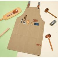 China OEM/ODM Acceptable Waxed Canvas Utility Apron for Restaurant Coffee Shop Gardening for sale