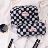 China Large Capacity Gingham Makeup Pouch with Customized Color and Towel Embroidery Logo for sale