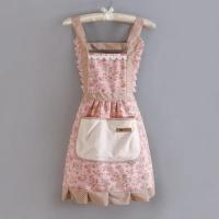 China Korea Home Kitchen Decoration Durable and Breathable Floral Ruffled Aprons for Women for sale