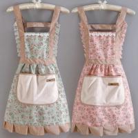 China Korea Home Kitchen Decoration Durable and Breathable Floral Ruffled Aprons for Women for sale