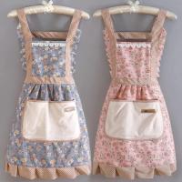 China Korea Home Kitchen Decoration Durable and Breathable Floral Ruffled Aprons for Women for sale