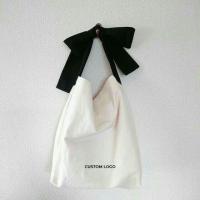 China Polyester Lining Eco-Friendly Recycled Black Handle Custom Logo Printed Shopping Tote Bag for sale