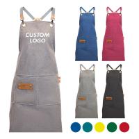 China Custom Logo Cross Back Cotton Apron for Kitchen Chef in Bulk Order Supply Purchase for sale