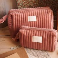 China Travel Soft Comfortable Cotton Cosmetic Bag Pouch With Zipper Plush Velvet for sale