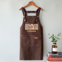 China Cotton Canvas Waterproof Chef Cooking Aprons for Cafe Restaurants Kitchen BBQ Apron Fabric for sale