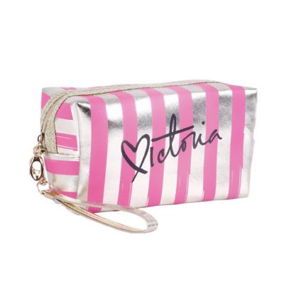 China Customizable Stripe Print Cosmetic Bag Newest Fashionable Style for Waterproof Travel for sale