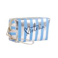 China Customizable Stripe Print Cosmetic Bag Newest Fashionable Style for Waterproof Travel for sale