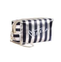 China Customizable Stripe Print Cosmetic Bag Newest Fashionable Style for Waterproof Travel for sale