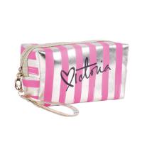 China Customizable Stripe Print Cosmetic Bag Newest Fashionable Style for Waterproof Travel for sale