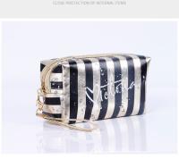 China Customizable Stripe Print Cosmetic Bag Newest Fashionable Style for Waterproof Travel for sale