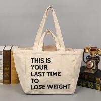 China Large Capacity Canvas Shopping Crossbody Bag with Cartoon Pattern and Zipper Closure for sale