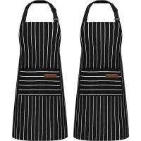China Restaurant Bar Unisex Kitchen Stripes Apron with 2 Pockets and Advanced Embossed Design for sale
