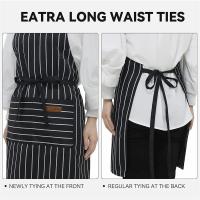 China Restaurant Bar Unisex Kitchen Stripes Apron with 2 Pockets and Advanced Embossed Design for sale