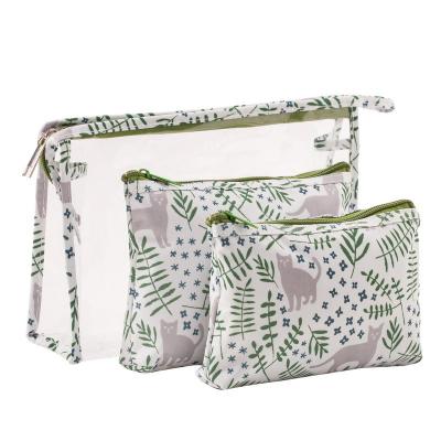 China Accepable OEM/ODM Fashionable PVC Three-Piece Transparent Storage Bag for Toiletries for sale