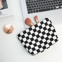 China Fashion Portable Wash Bag Customised Black and White Checkerboard Cosmetic Brush Bag for sale