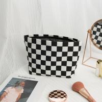 China Fashion Portable Wash Bag Customised Black and White Checkerboard Cosmetic Brush Bag for sale