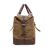 China Training Luggage Bags Oversized Waterproof Canvas Genuine Leather Weekend Bag Brown for sale
