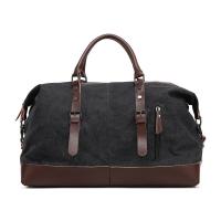 China Training Luggage Bags Oversized Waterproof Canvas Genuine Leather Weekend Bag Brown for sale