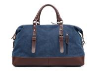 China Training Luggage Bags Oversized Waterproof Canvas Genuine Leather Weekend Bag Brown for sale