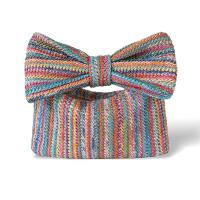 China Shopping Bag Customized Women Bow Straw Woven Beach Raffia Clutch Handbag Casual Tote for sale