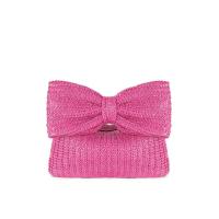 China Shopping Bag Customized Women Bow Straw Woven Beach Raffia Clutch Handbag Casual Tote for sale