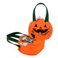 China Felt Pumpkin Shape Bag for Collecting Candy or Toys on Halloween Celebration for sale