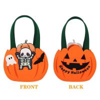 China Felt Pumpkin Shape Bag for Collecting Candy or Toys on Halloween Celebration for sale