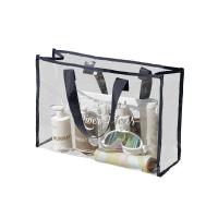 China Thick Cotton Handle Customized Transparent Pink PVC Tote Bag for Fashionable Shopping for sale