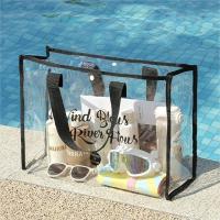 China Thick Cotton Handle Customized Transparent Pink PVC Tote Bag for Fashionable Shopping for sale