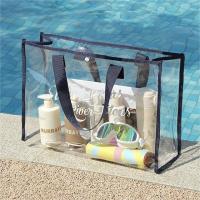 China Thick Cotton Handle Customized Transparent Pink PVC Tote Bag for Fashionable Shopping for sale