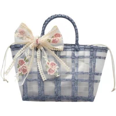 China Polyester Lining Pvc Woven Tote Jelly Bags for Women's Gifts and Weddings Ideal Choice for sale