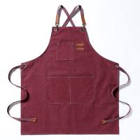 China Unisex Apron for Kitchen and Restaurant Work Custom Logo Plain Black Chef Waiter Apron for sale