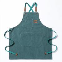 China Unisex Apron for Kitchen and Restaurant Work Custom Logo Plain Black Chef Waiter Apron for sale