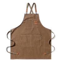 China Unisex Apron for Kitchen and Restaurant Work Custom Logo Plain Black Chef Waiter Apron for sale