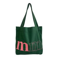 China Customized Logo Simple Casual Letter Canvas Bag for Spring Summer Green Shoulder Bag for sale