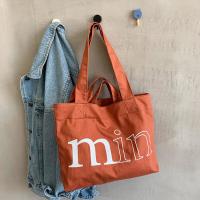 China Customized Logo Simple Casual Letter Canvas Bag for Spring Summer Green Shoulder Bag for sale