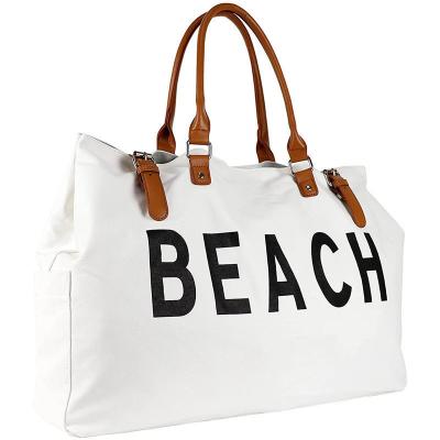 China Custom Canvas Tote Bag 2023 Design Large Beach Bag for Women Waterproof and Sand Proof for sale