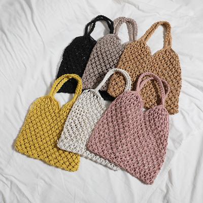 China Polyester Lining Material 2024 Hand Crocheted Large Shopping Beach Tote Bag for Women for sale