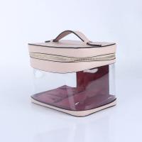 China Zipper Closure Large Clear PVC Travel Cosmetic Case with Custom Golden Double Zippers for sale