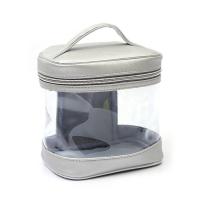 China Zipper Closure Large Clear PVC Travel Cosmetic Case with Custom Golden Double Zippers for sale