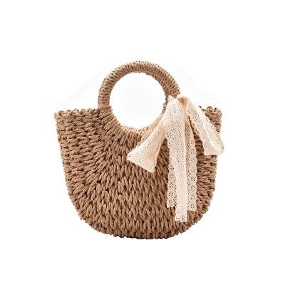 China Open Closure Customized Tote Bag for Summer Beach Rattan Shoulder Basket Straw Bag for sale