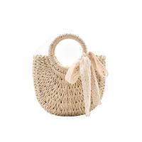 China Open Closure Customized Tote Bag for Summer Beach Rattan Shoulder Basket Straw Bag for sale
