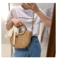 China Open Closure Customized Tote Bag for Summer Beach Rattan Shoulder Basket Straw Bag for sale