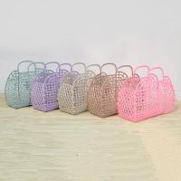 China 2023 Summer Portable Vacation Plastic Pvc Fashion Beach Retro Jelly Basket Bag for Woman for sale
