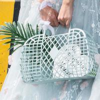 China 2023 Summer Portable Vacation Plastic Pvc Fashion Beach Retro Jelly Basket Bag for Woman for sale