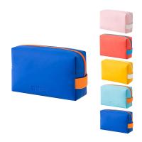 China Printed Lady Leather Cosmetic Bags with Colorful Candy Color and Zipper Closure for sale